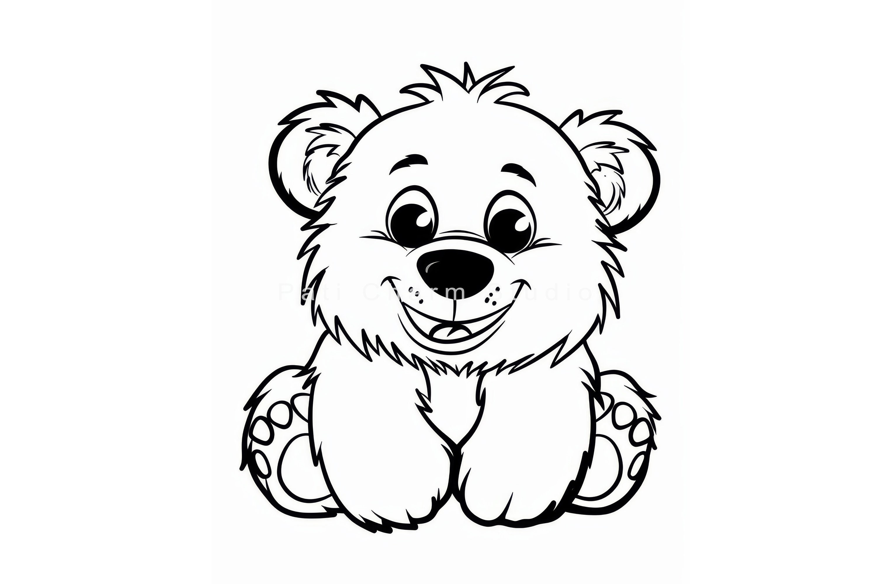 Cute Bear Coloring Page for Kids, Instant Download, Coloring Book ...