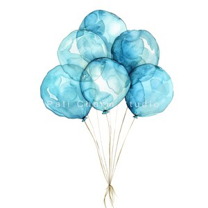Watercolor Blue Balloon Clipart Set, Pink Balloon Clipart, Digital ...