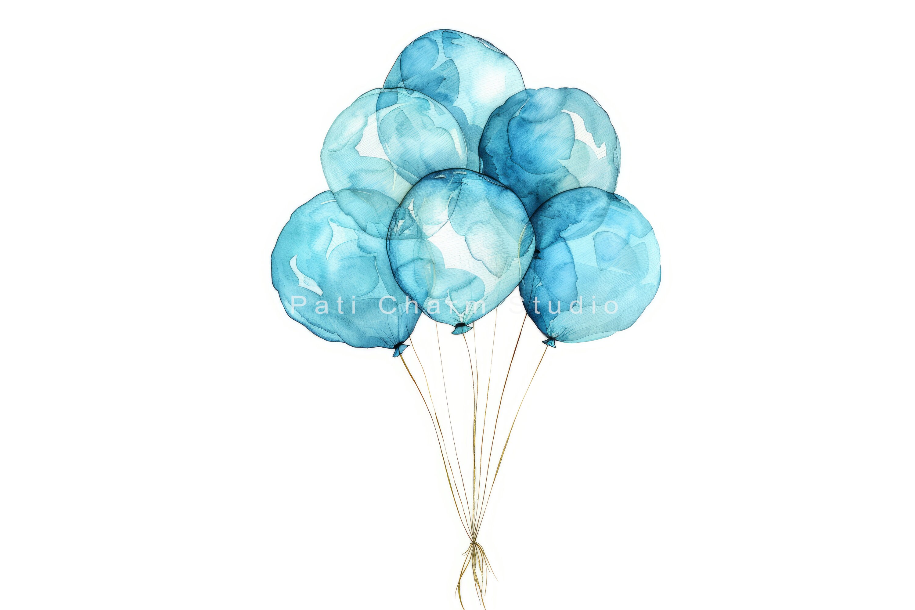 Watercolor Blue Balloon Clipart Set, Pink Balloon Clipart, Digital ...