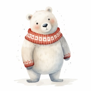 Polar Bear Clipart Bundle, Christmas Clipart, Digital Download, Jpgs ...