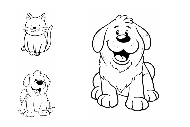Dog and Cats Coloring Page for Kids, Instant Download, Coloring Book ...