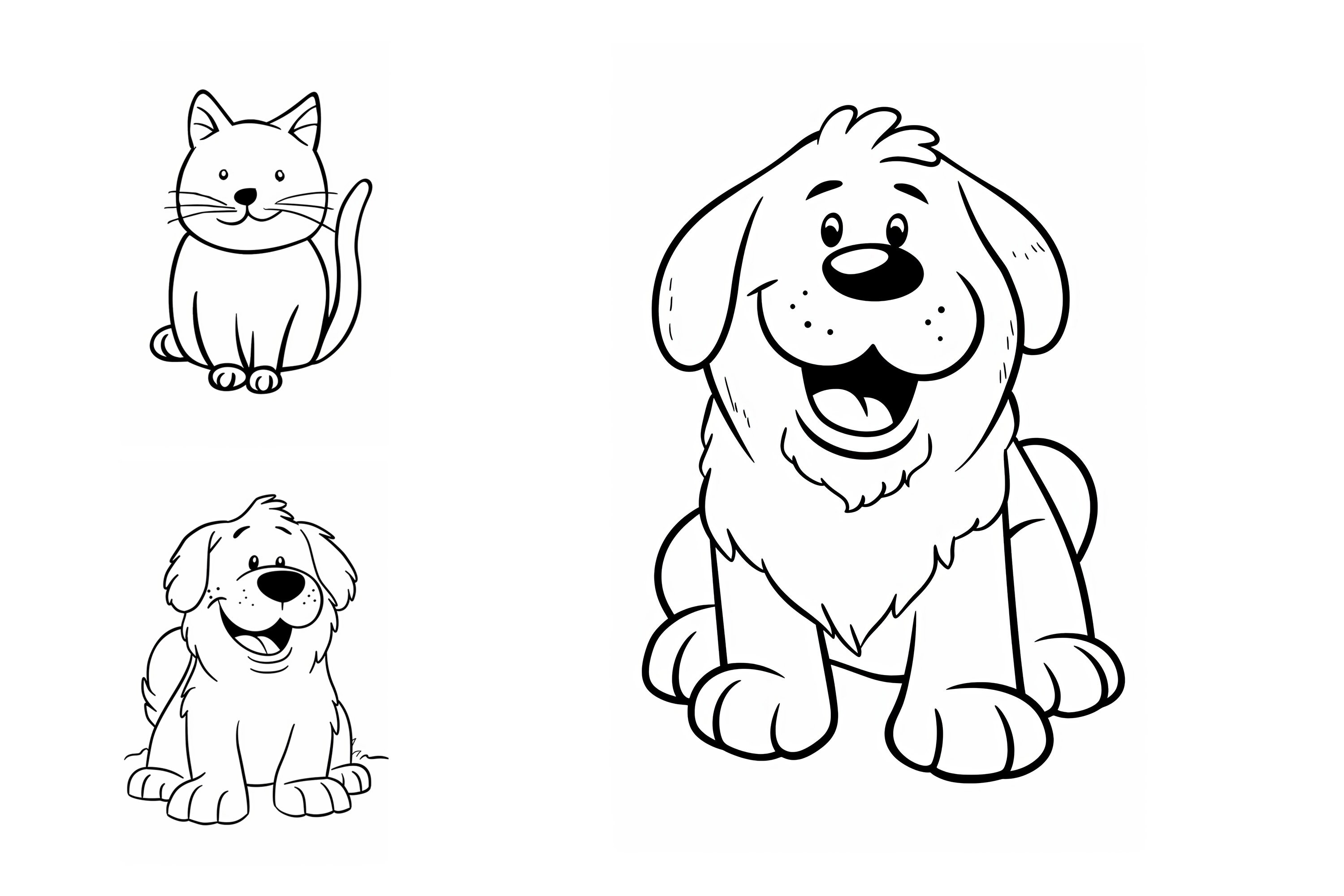Dog and Cats Coloring Page for Kids, Instant Download, Coloring Book ...