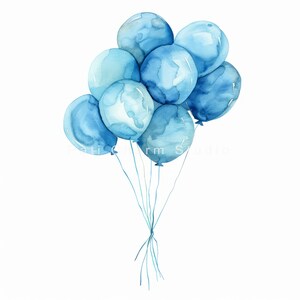 Watercolor Blue Balloon Clipart Set, Pink Balloon Clipart, Digital ...