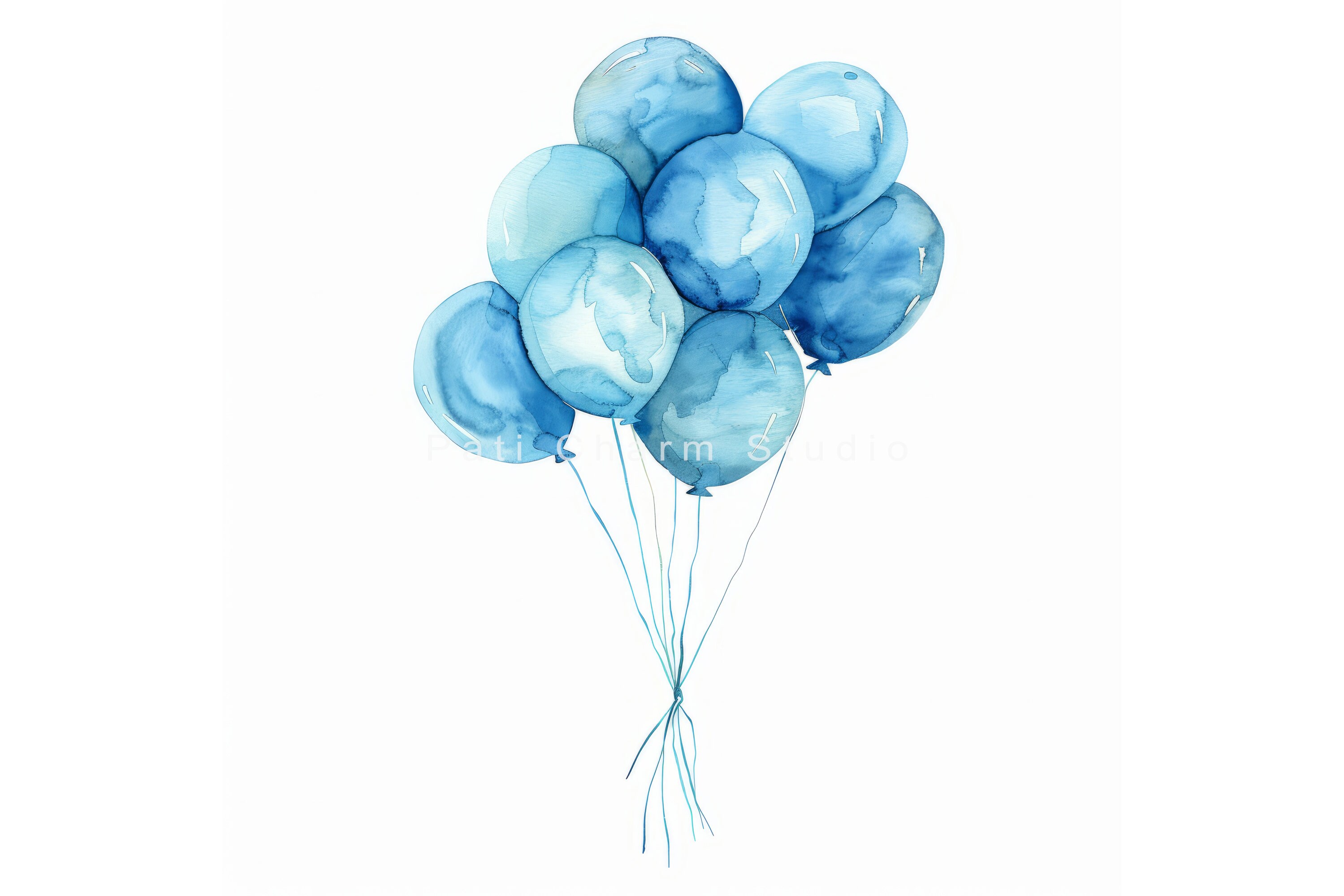 Watercolor Blue Balloon Clipart Set, Pink Balloon Clipart, Digital ...