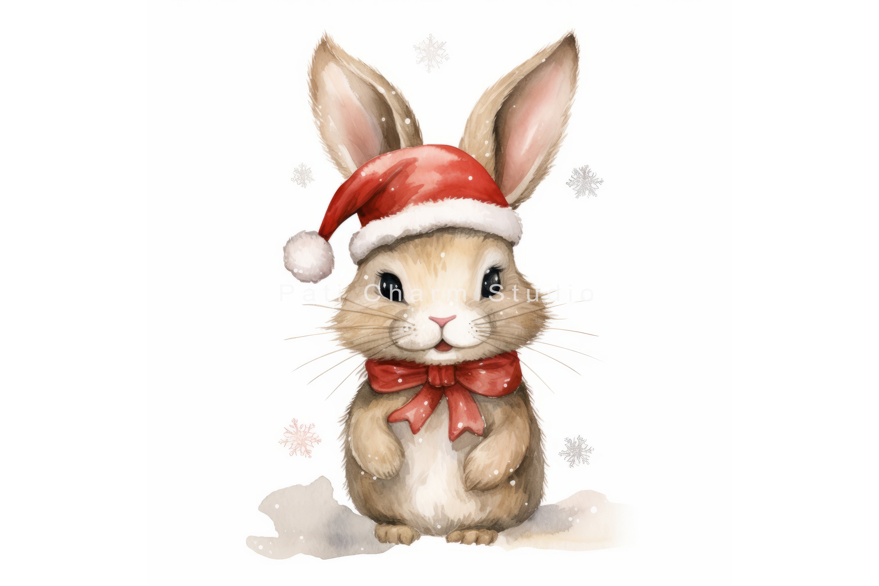 Watercolor Santa Rabbit Clipart PNG, High Quality, Christmas Bunny ...