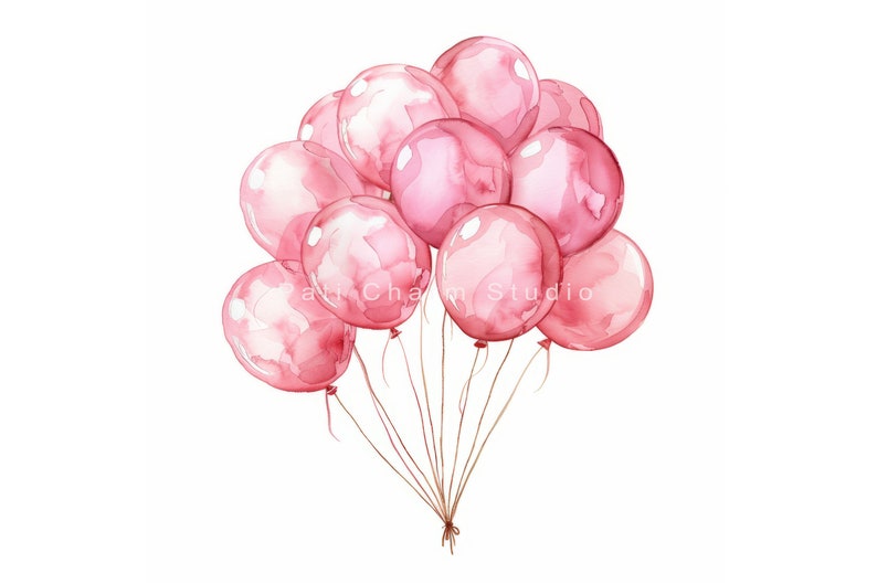 Watercolor Blue Balloon Clipart Set, Pink Balloon Clipart, Digital ...