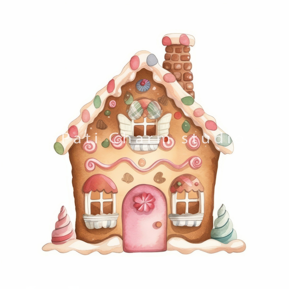 Gingerbread House Clipart, High Resolution JPG, Cute Christmas Clipart ...
