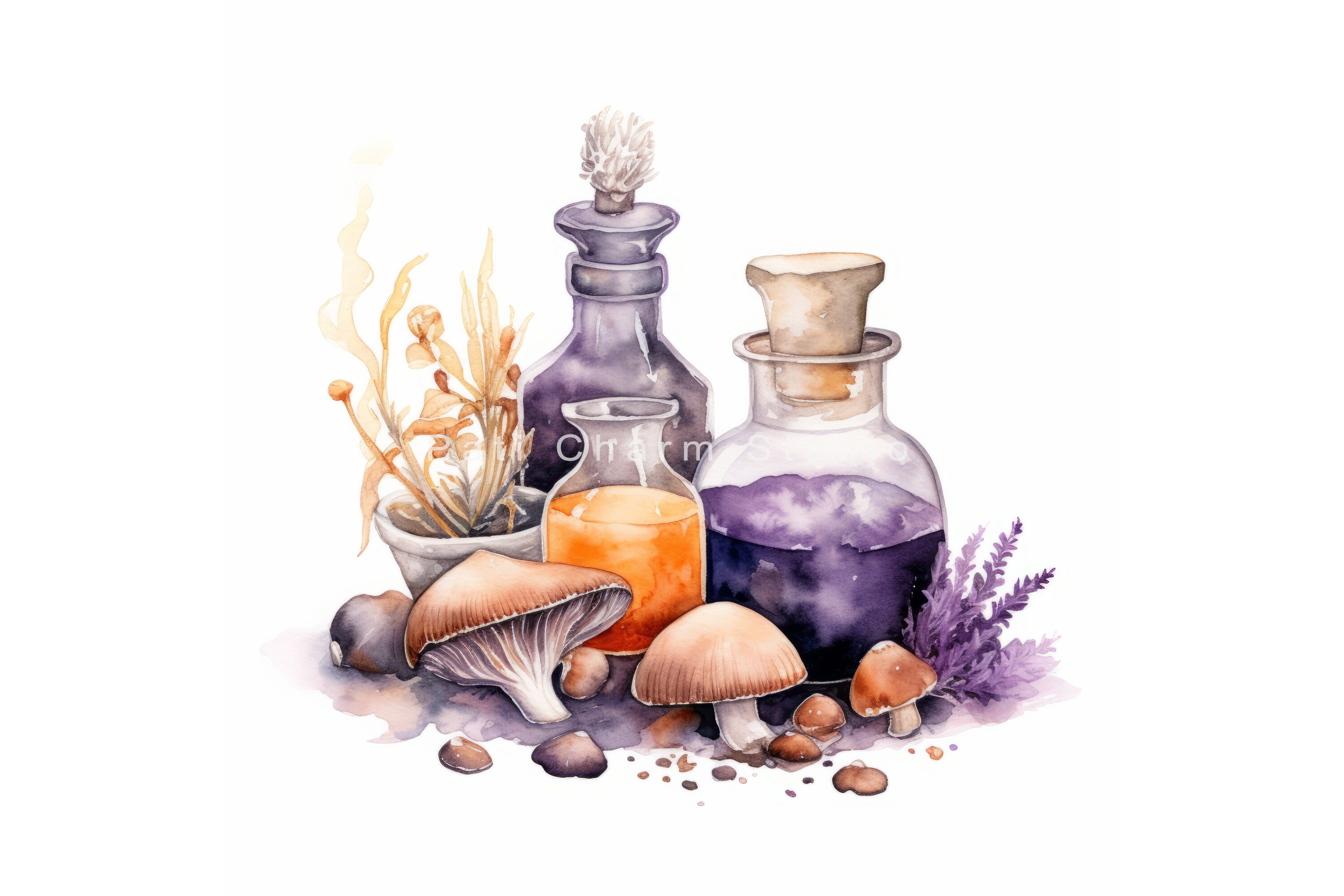 Alchemy Clipart Bundle, Watercolor Magic Clipart, Witch Clipart ...