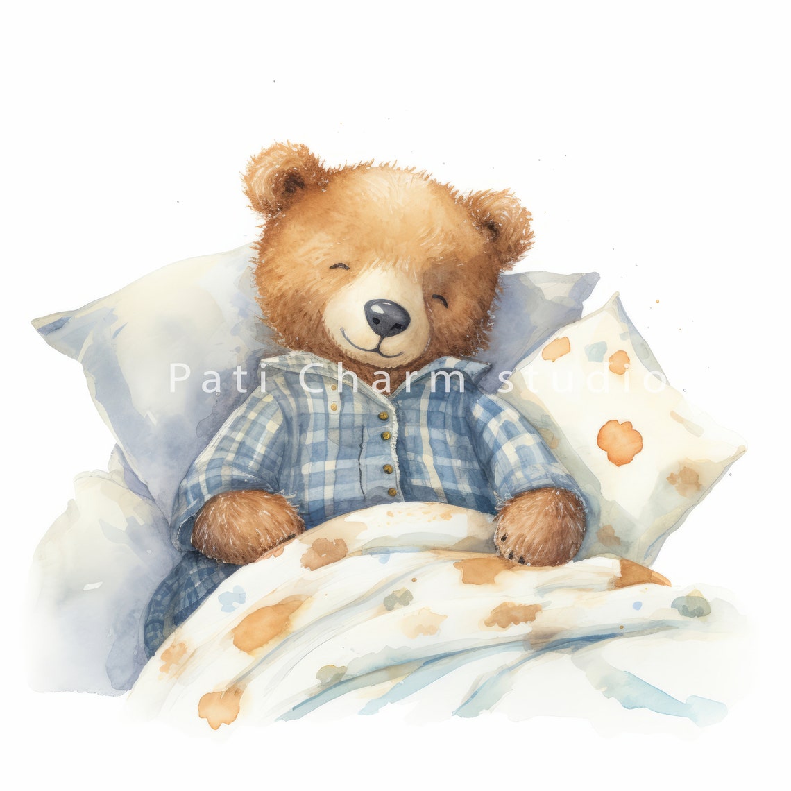 Watercolor Sleeping Bear Clipart Bundle 9 High Quality JPG, Bear Art ...