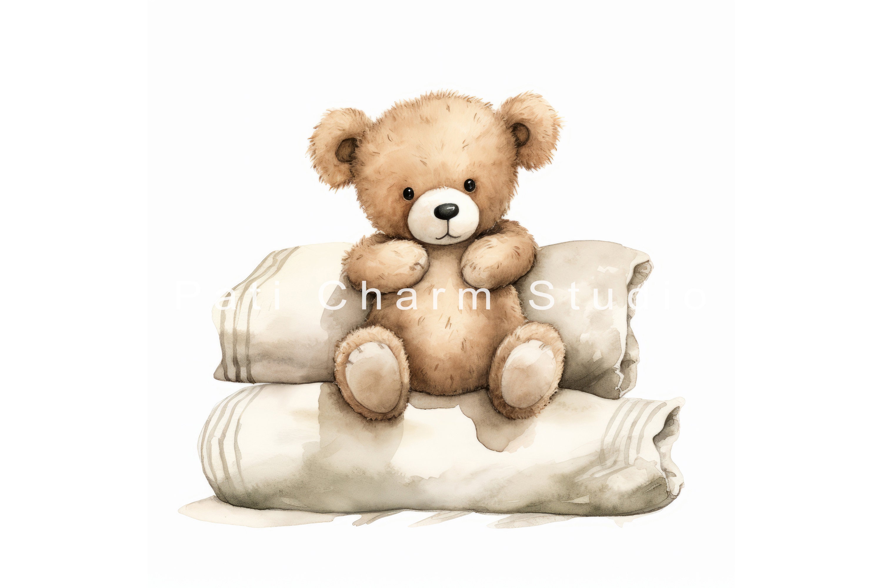 Cozy Teddy Bear Clipart PNG, High Resolution, Nursery Clipart Bundle ...