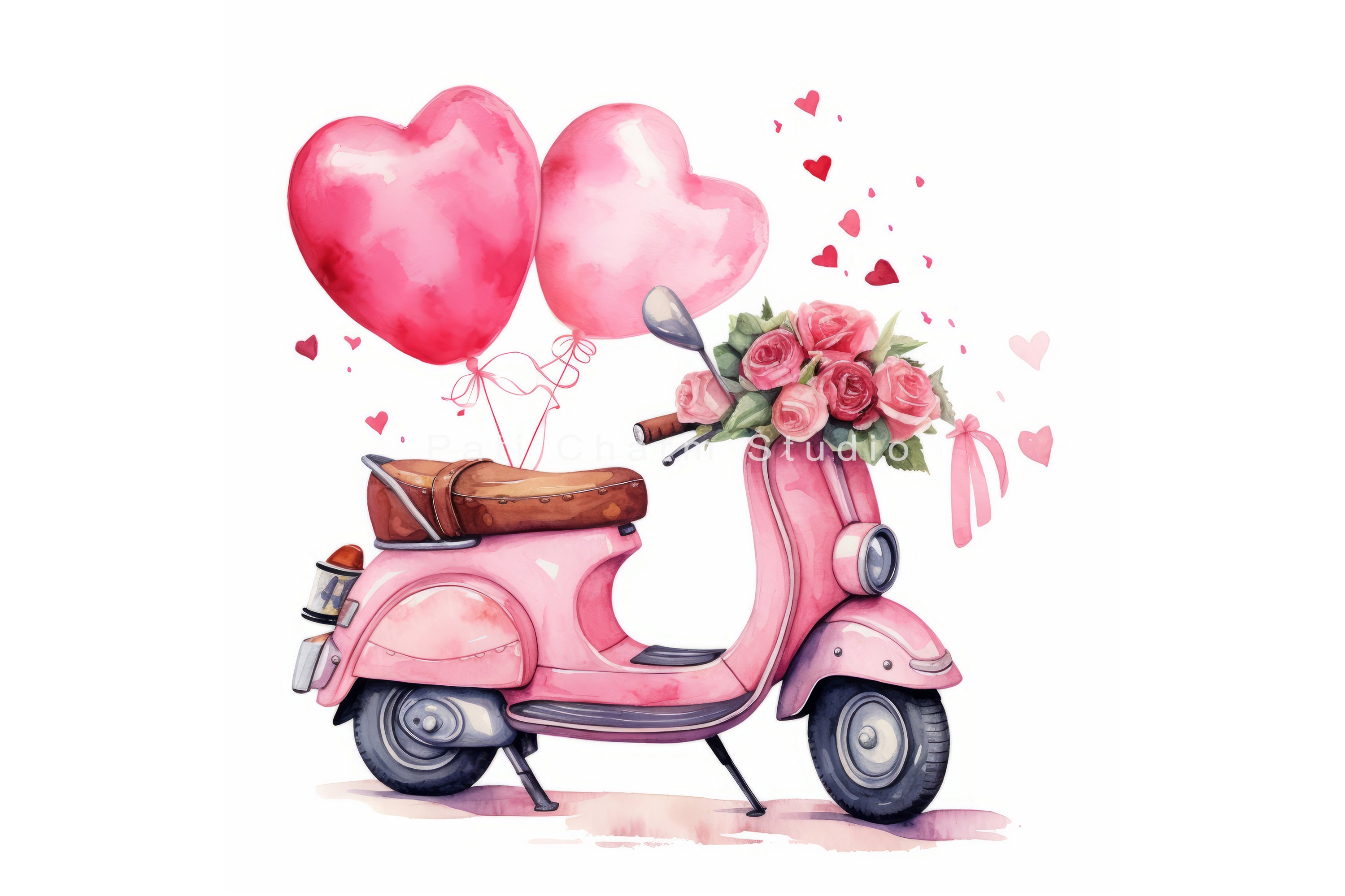 Watercolor Vespa Clipart Bundle Romantic Clipart Watercolor - Etsy
