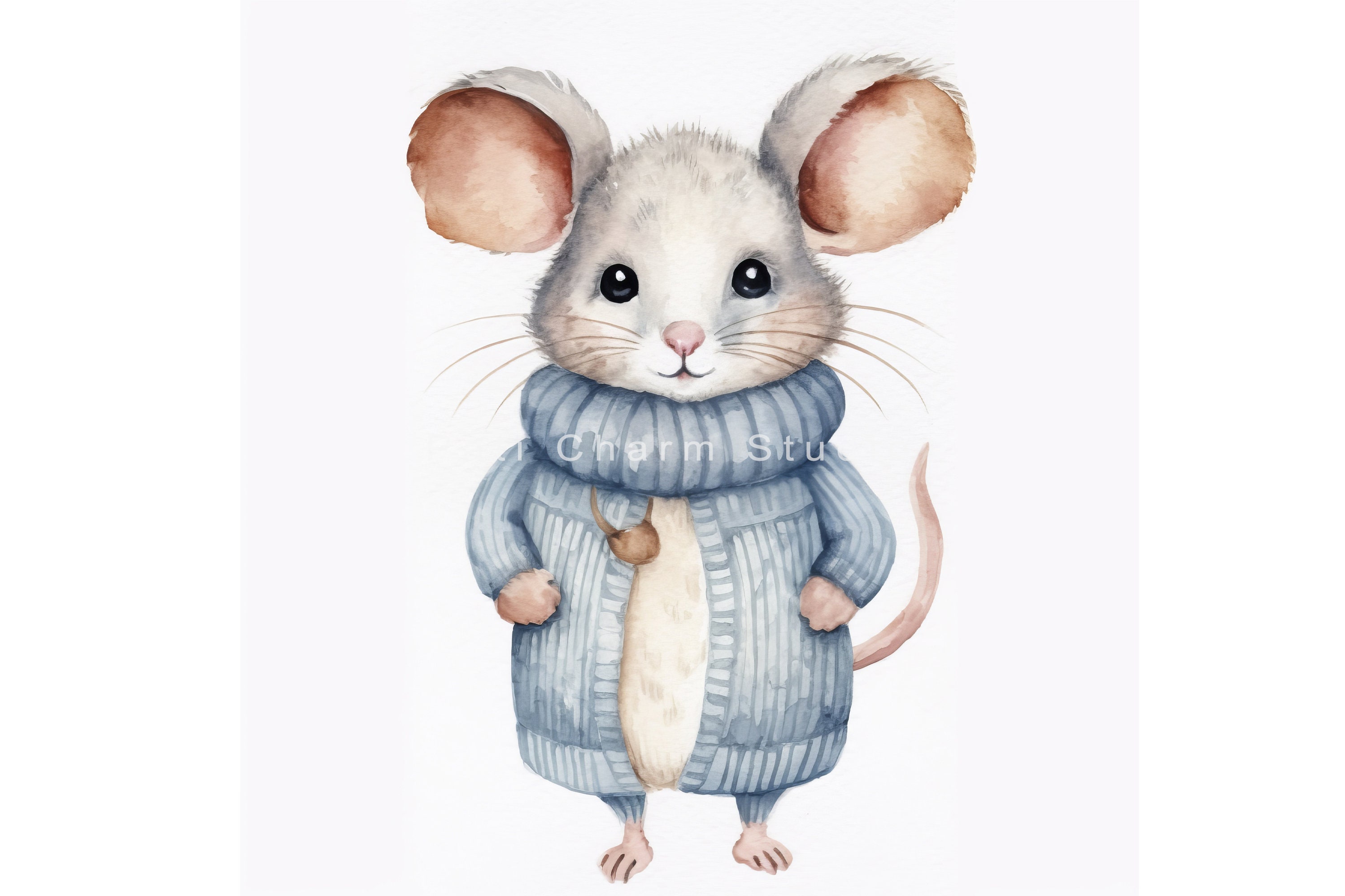 Winter Mouse in Sweater Digital Clipart, High Quality Jpgs, Christmas ...