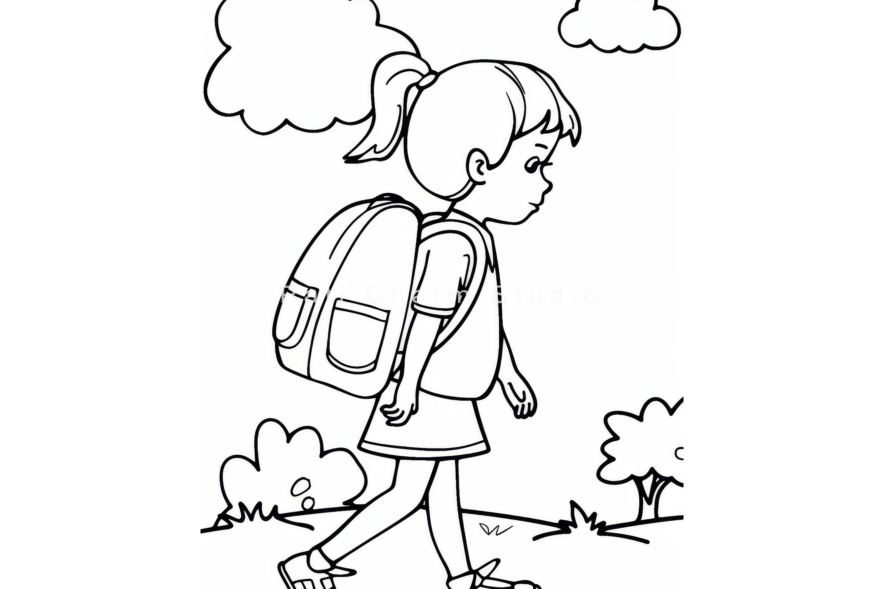 Going to School Coloring Page for Kids, Instant Download, Coloring Book ...
