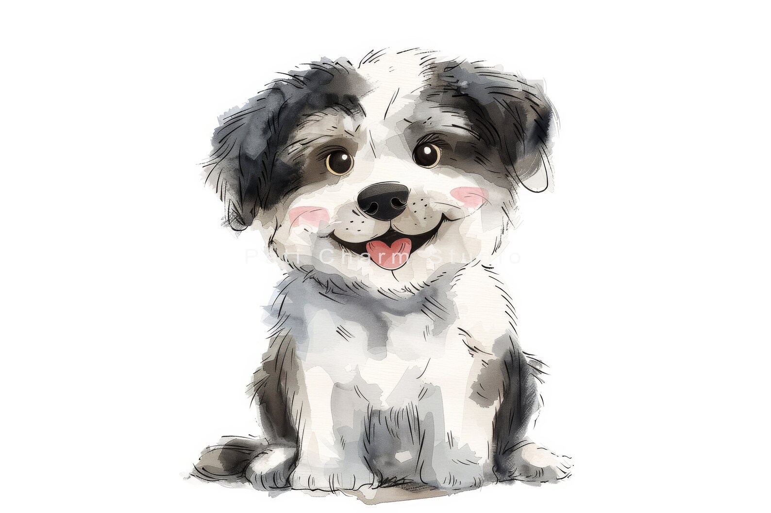 Nursery Cute Dog Clipart Set, Black and White Puppy Clipart, Kids Wall ...