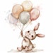 9 Sweet Bunny Flying on Balloons Clipart Bundle, High Quality Jpgs ...
