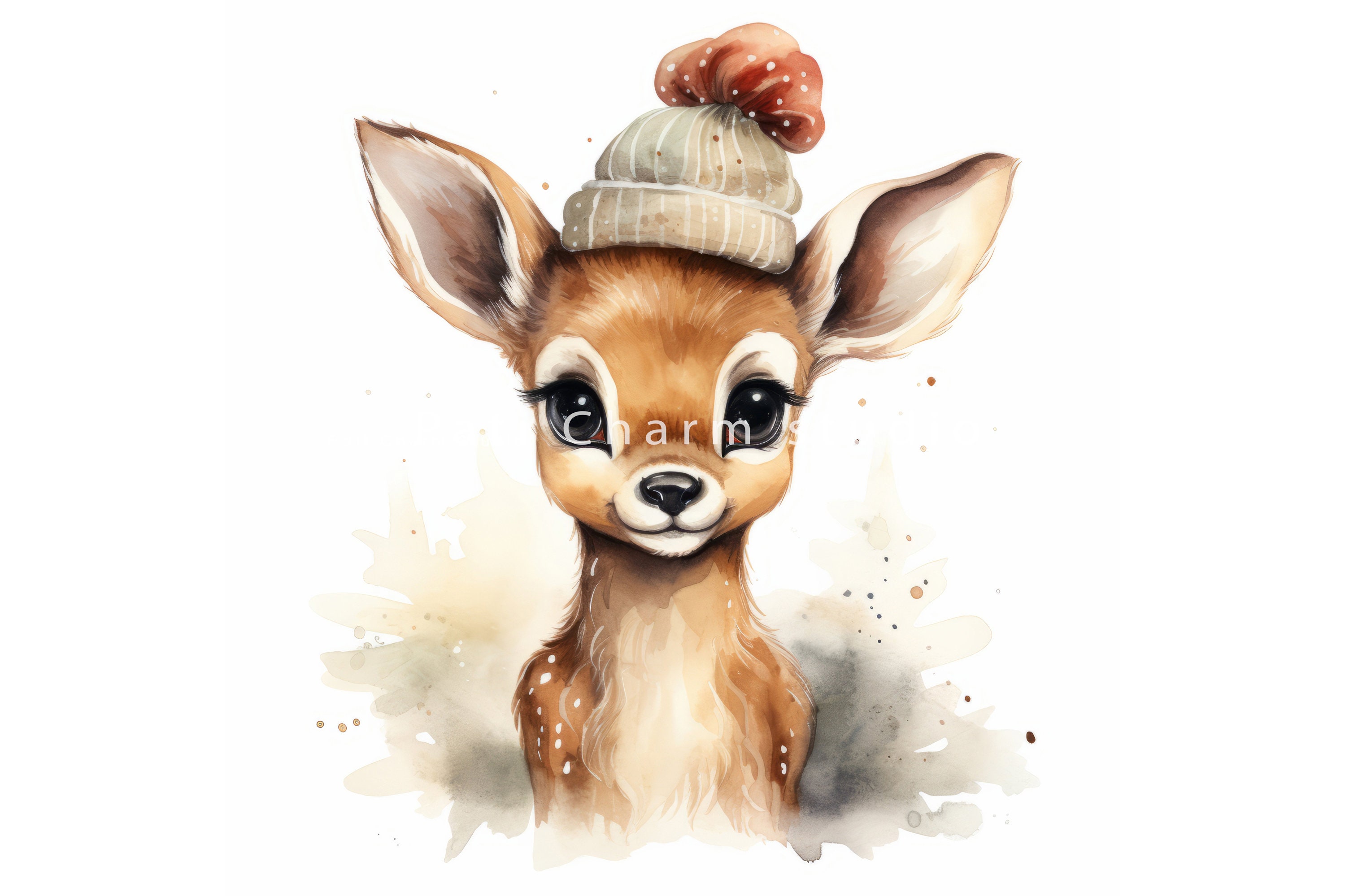 Christmas Deer in Hat Clipart PNG for Commercial Use Winter Whimsical ...
