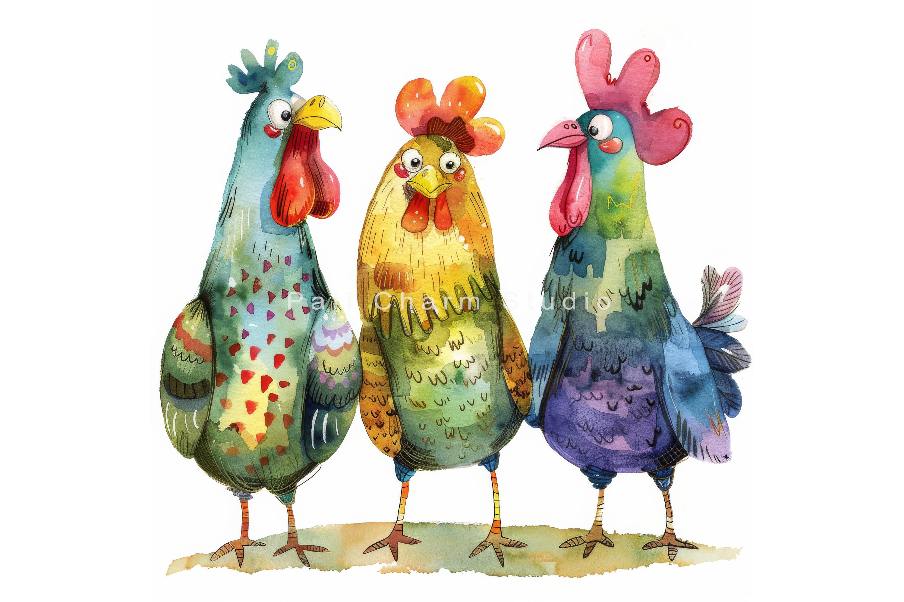 Funny Chicken Clipart Bundle, Funny Digital Graphics, Commercial Use ...