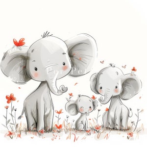 Cute Baby Elephant Clipart Bundle, High Quality Jpgs, Baby Clipart ...