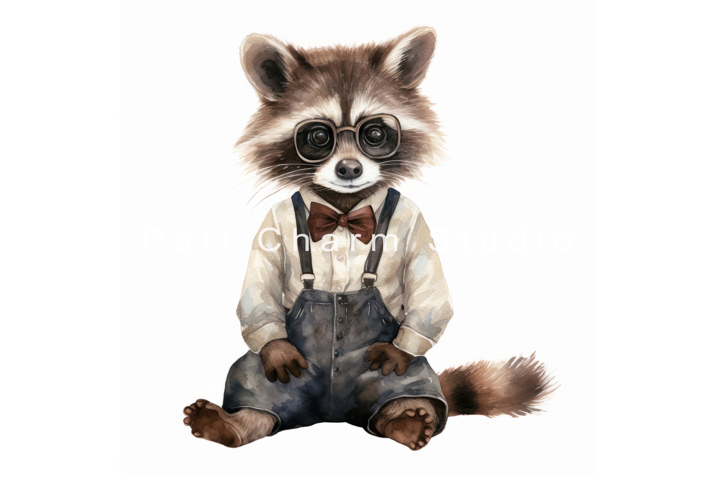 Watercolor Vintage Raccoon Clipart Set for Commercial Use - Etsy