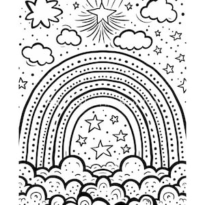 Rainbow Coloring Page for Kids, Instant Download, Coloring Book ...