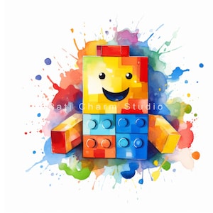 Watercolor Building Bricks Clipart Pack, 9 High Quality Jpgs, Brick ...