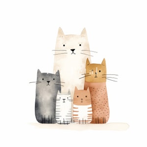 Cute Cat Family Clipart Bundle, High Quality Jpgs, Junk Journal ...
