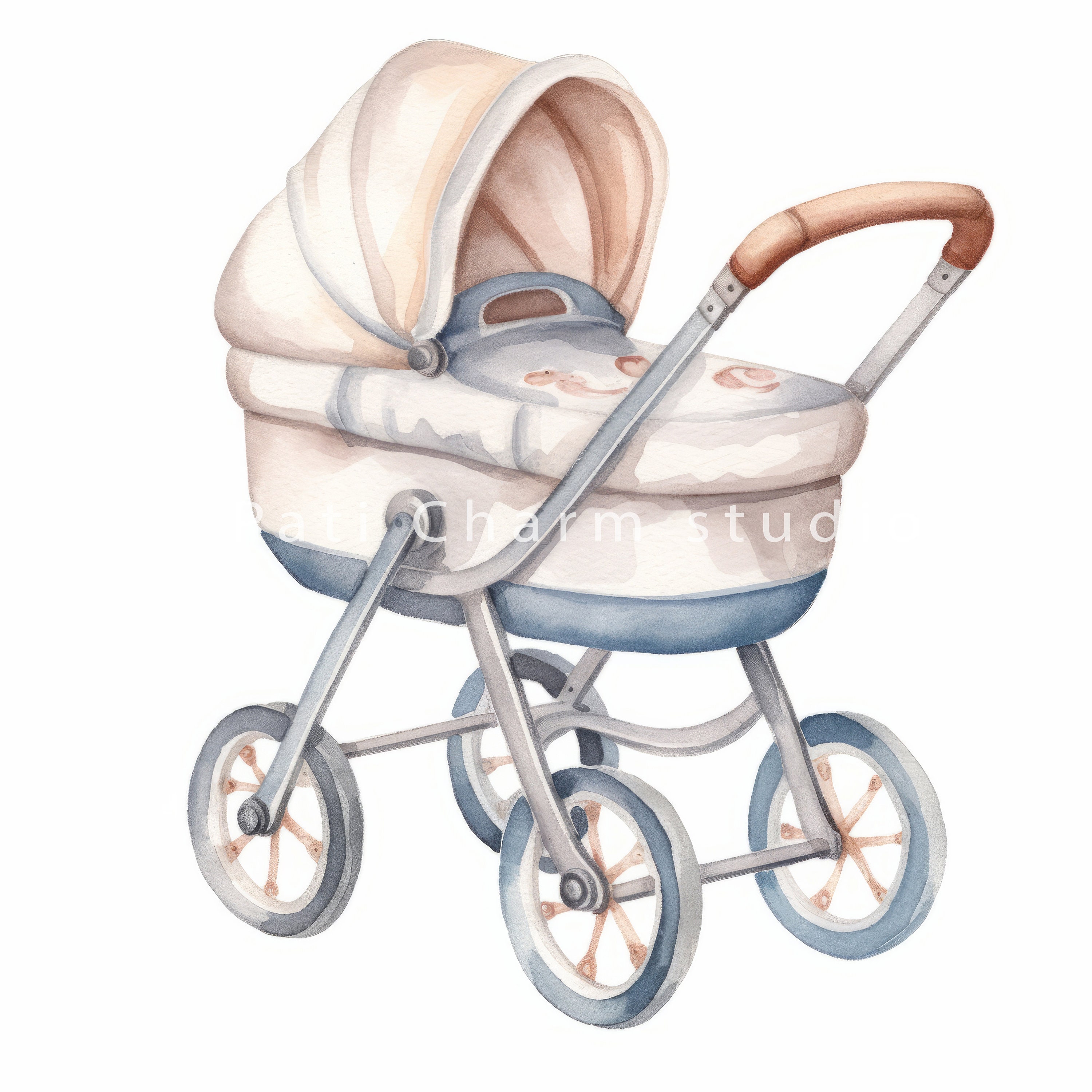 Watercolor Stroller Clipart, Scrapbook Images, High Quality JPG ...