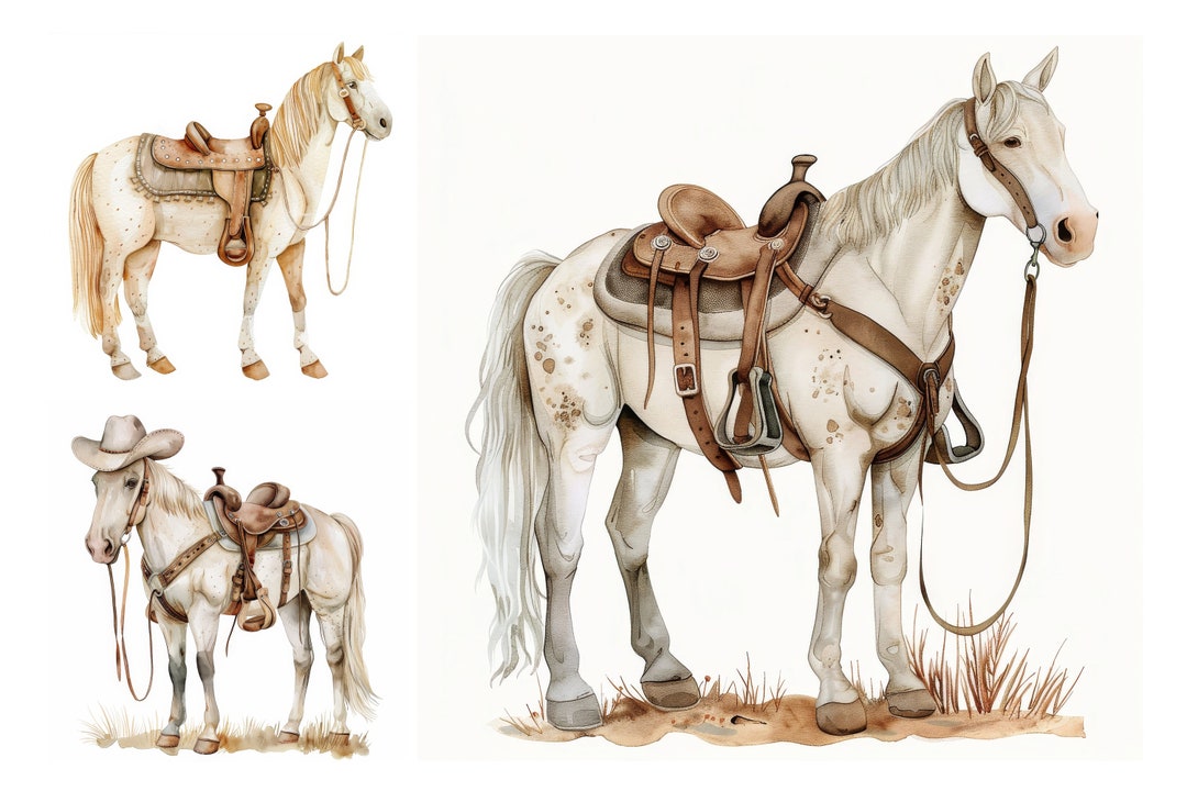 Watercolor Horse Clipart Bundle, High Quality Jpgs, Digital Download ...