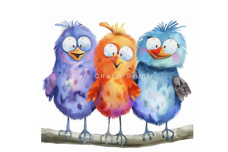 Colorful Bird Clipart Bundle, Digital Download, Watercolor Bird Clipart ...