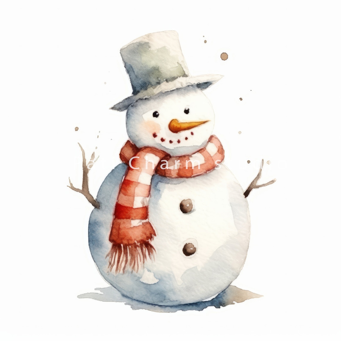 9 Snowman Clipart, Watercolor Christmas for Commercial Use, Cute ...