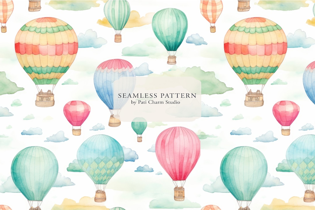 Hot Air Balloon Digital Paper, Printable, Digital Background ...