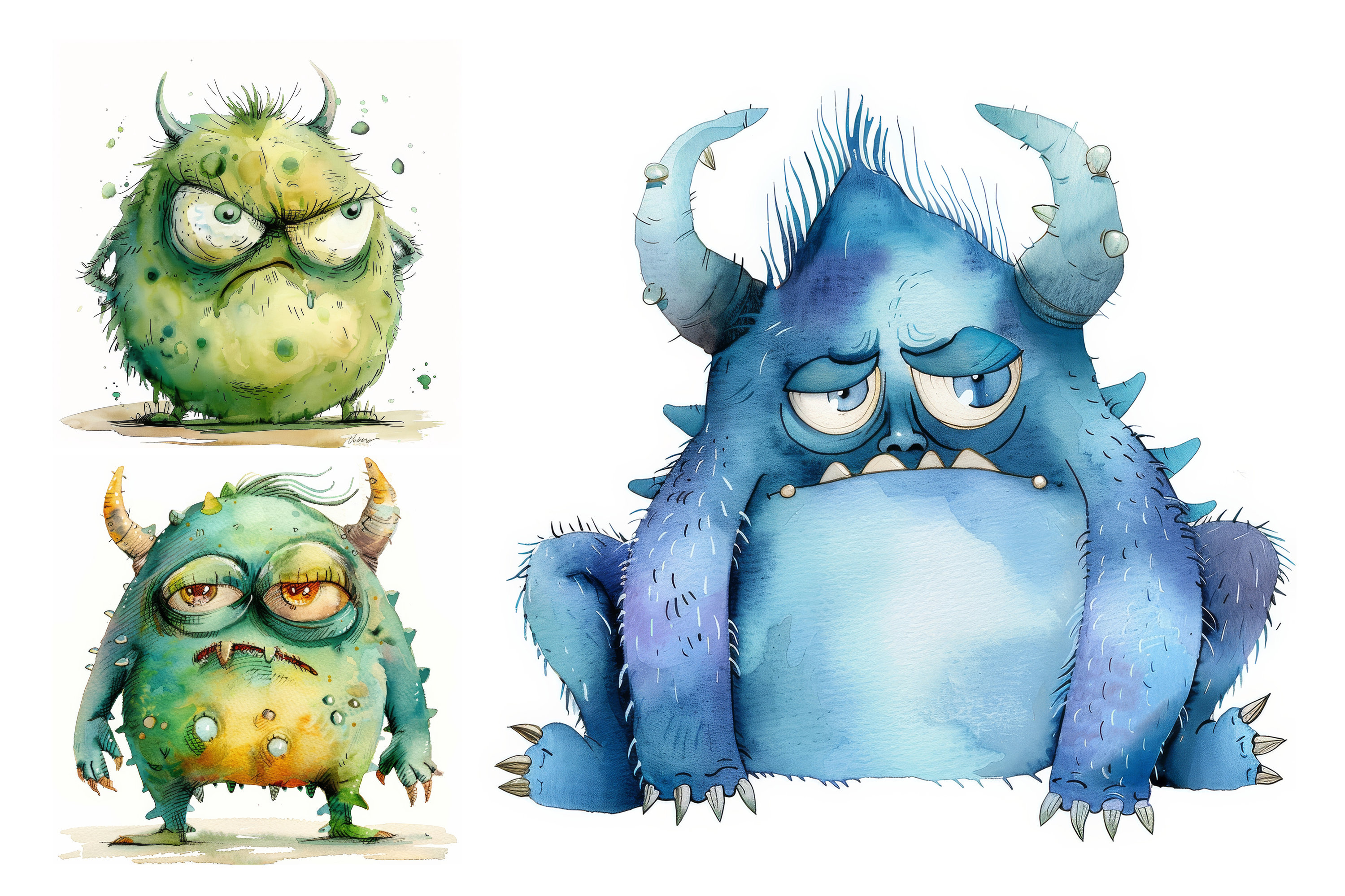 Baby Monster Clipart Bundle, Watercolor Bundle for Kids, Birthday ...