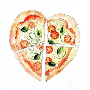Heart Pizza Clipart Bundle, Italian Food Clipart, Commercial Use ...
