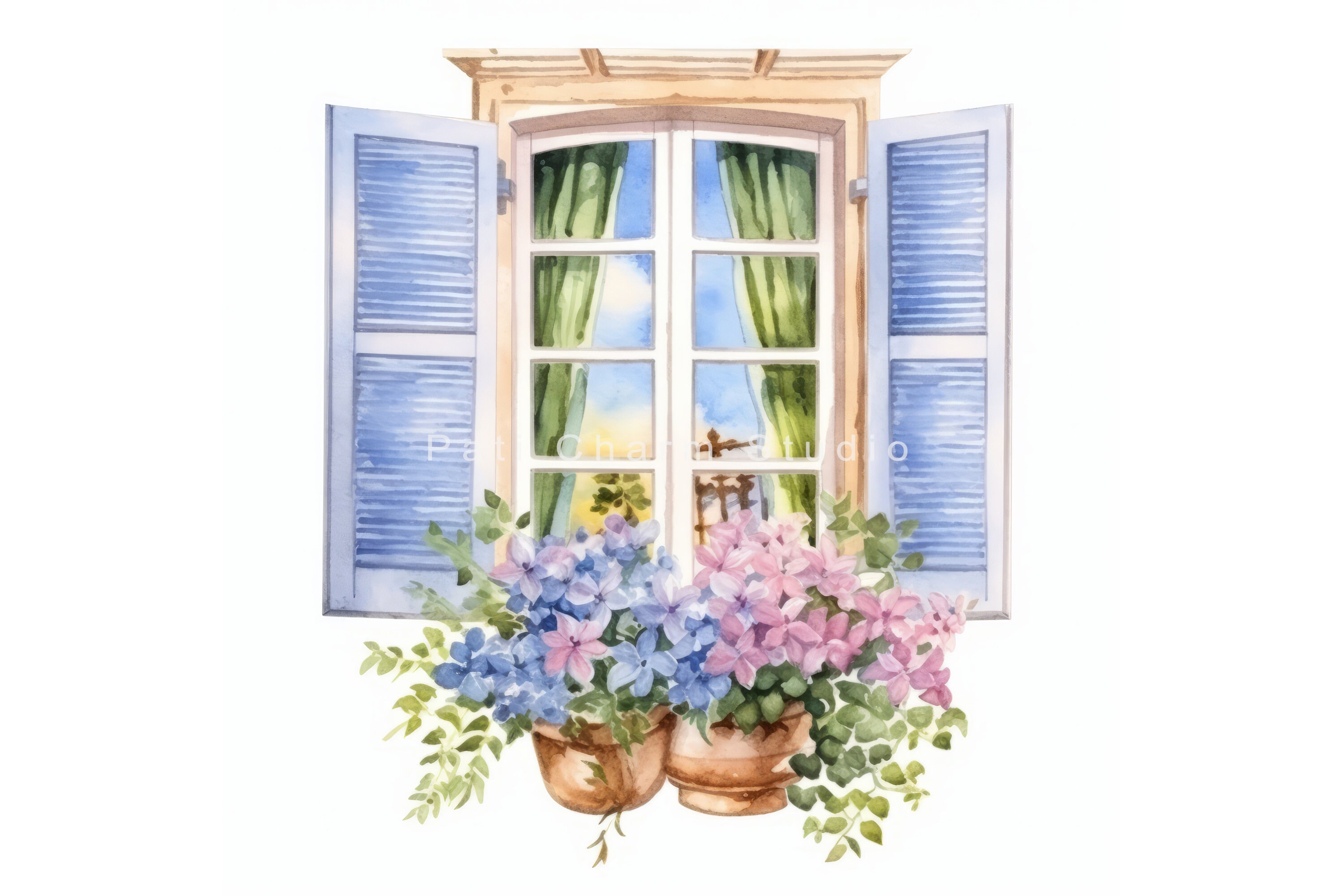 Watercolor Window Clipart Bundle, High Quality Jpgs, Romantic Clipart ...