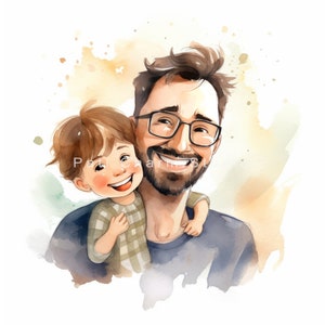 Fathers Day Watercolor Clipart Bundle, High Quality Jpgs, Gift Father ...