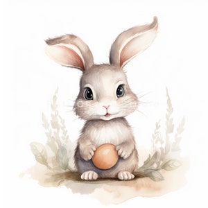 Easter Bunny With Egg Clipart Bundle, Easter Egg Clipart, Cute Easter ...