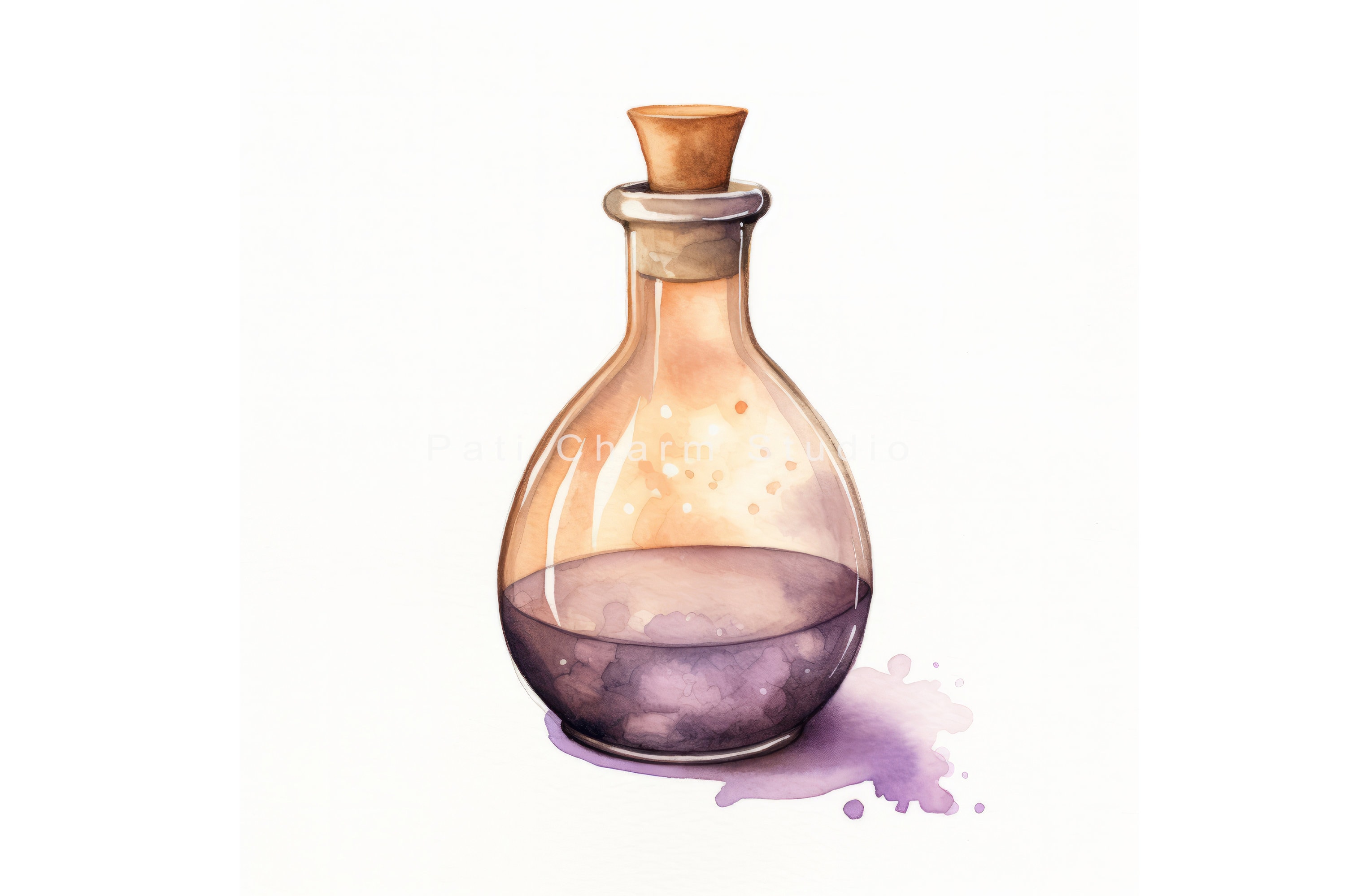 Potion Bottle Clipart Bundle, Jpgs, Watercolor Magic Potion Clipart ...