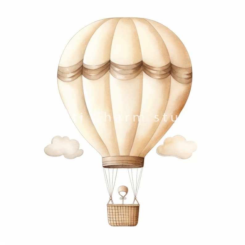 Watercolor Hot Air Balloons Clipart, Nursery Wall Decor, Baby Boy ...