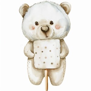 Cute Bear Ice Cream Clipart Set, Watercolor Ice Cream Nursery Clipart ...