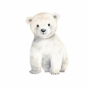 Watercolor Cute White Bear Clipart Bundle, Digital Download, High ...
