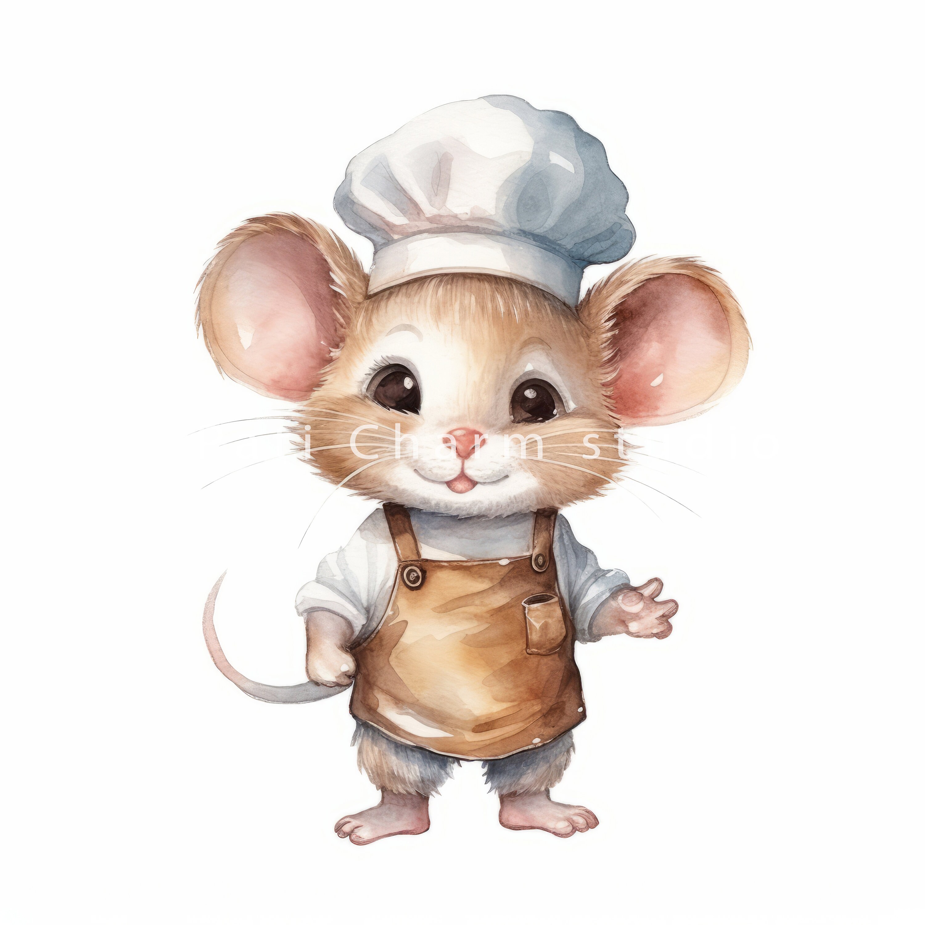 Watercolor Mouse Chef Clipart Bundle JPG, Cute Baking Supplies Clipart ...
