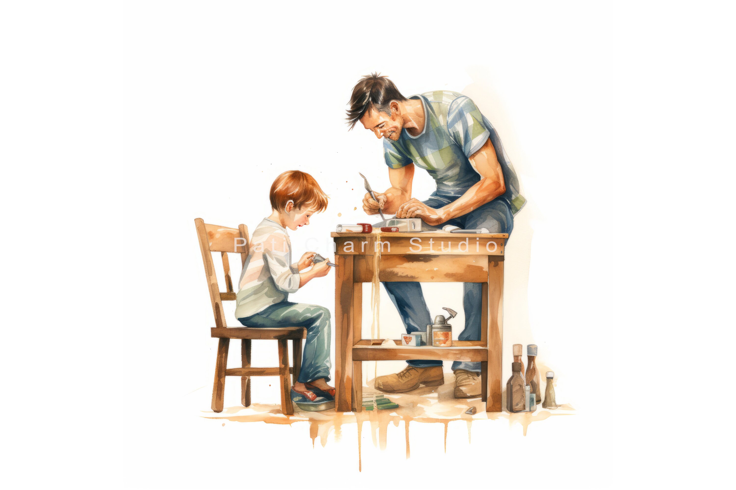 Fathers Day Watercolor Clipart Bundle High Quality PNG Gift - Etsy