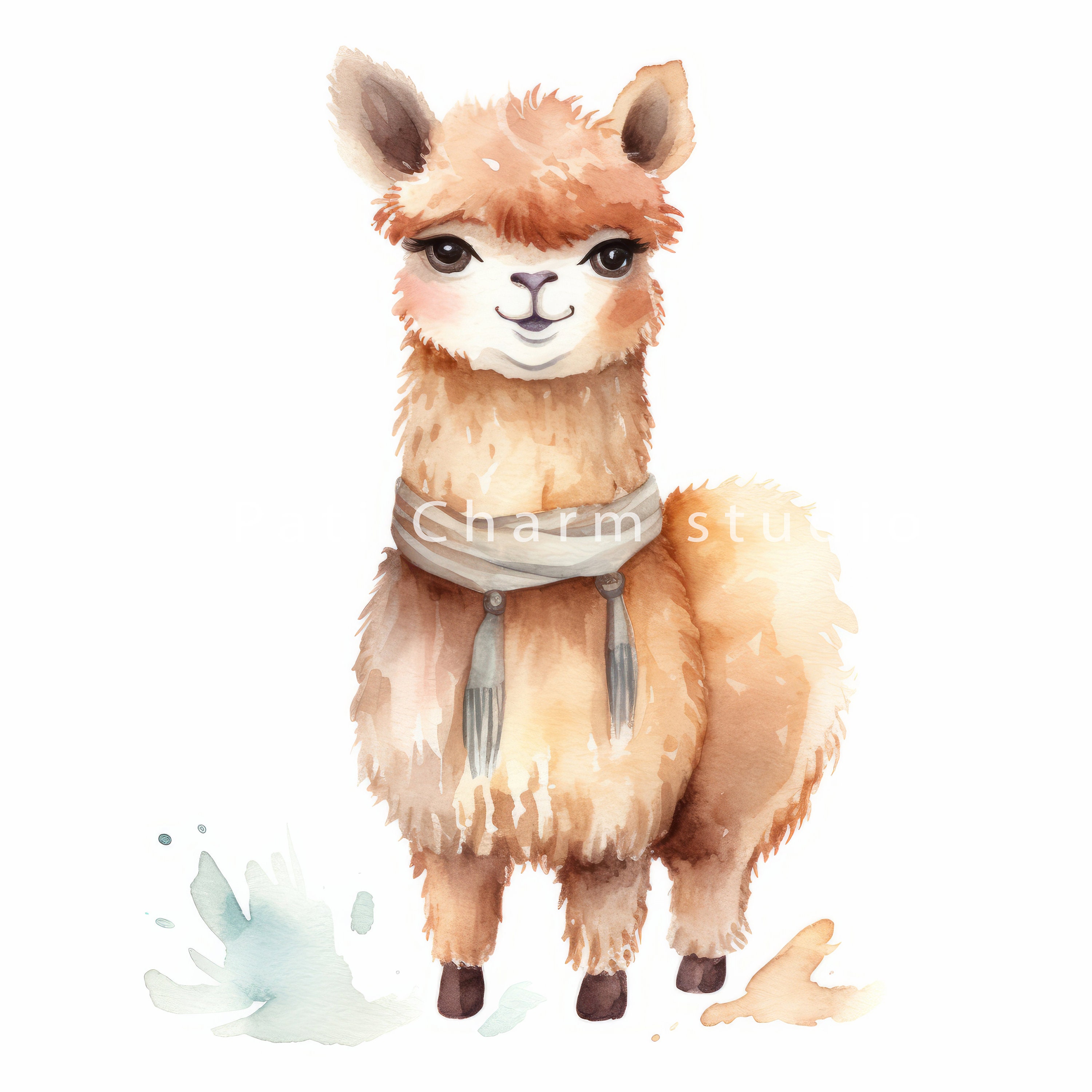 Watercolor Llama Clipart Bundle, High Quality Jpgs, Cute Animal Clipart ...