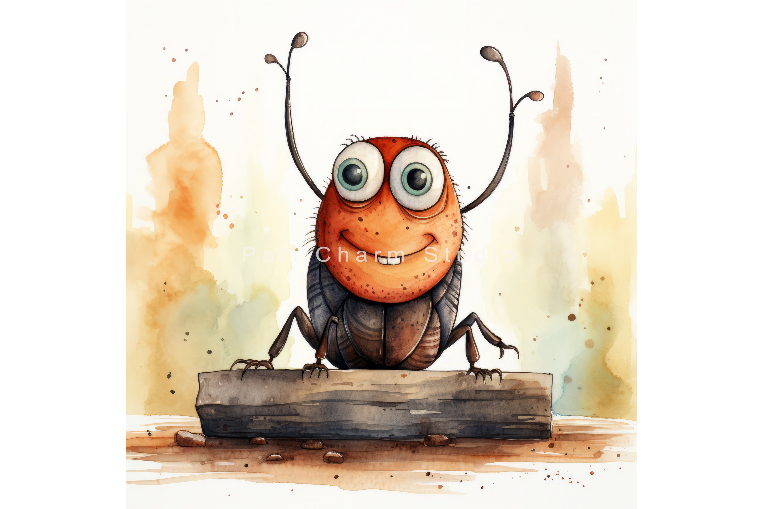 Watercolor Bugs Clipart Bundle, Funny Bug Clipart, Nursery Wall Art ...