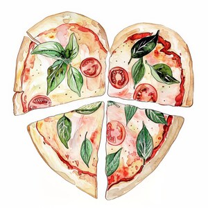 Heart Pizza Clipart Bundle, Italian Food Clipart, Commercial Use ...