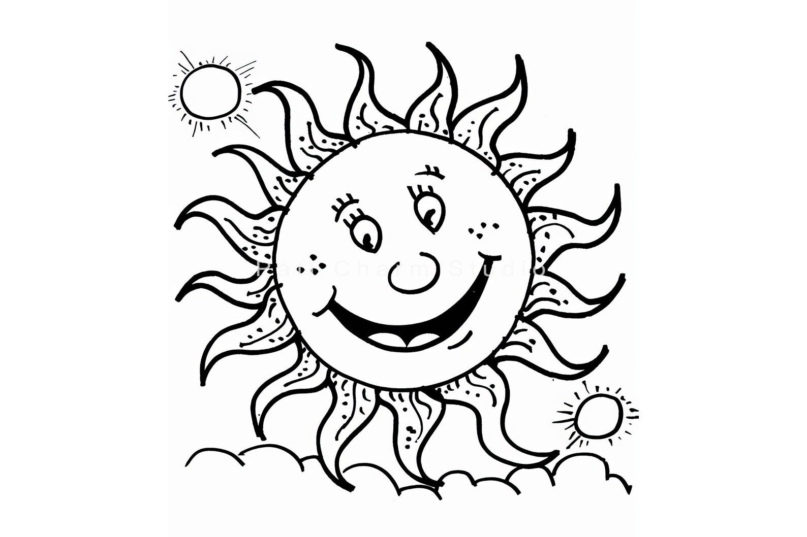 Happy Sun Coloring Page for Kids, Instant Download, Coloring Book ...