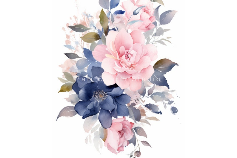 Watercolor Flower Clipart Bundle, Digital Download, Wedding Clipart ...