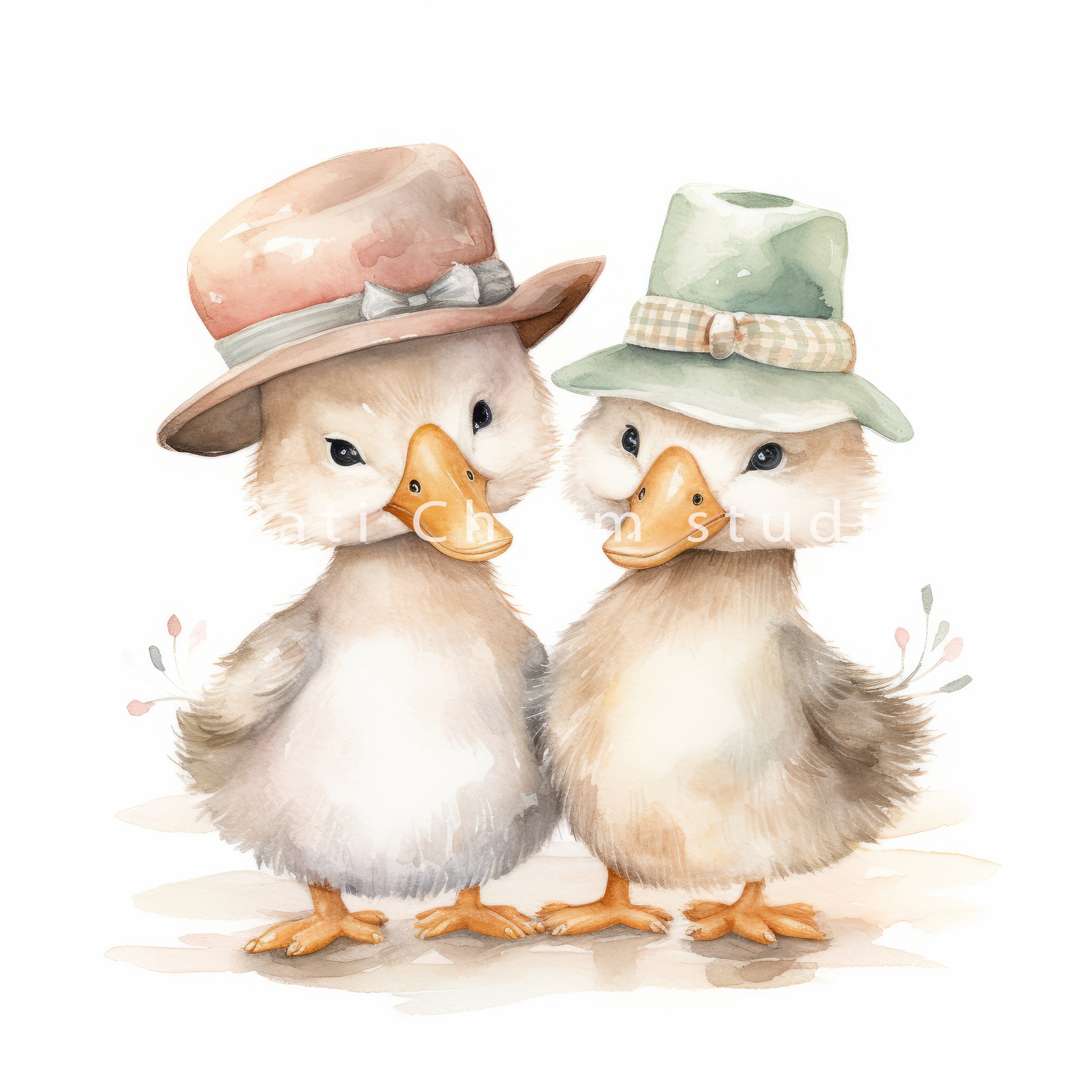 Watercolor Ducks Clipart Bundle High Quality Jpgs Valentines - Etsy