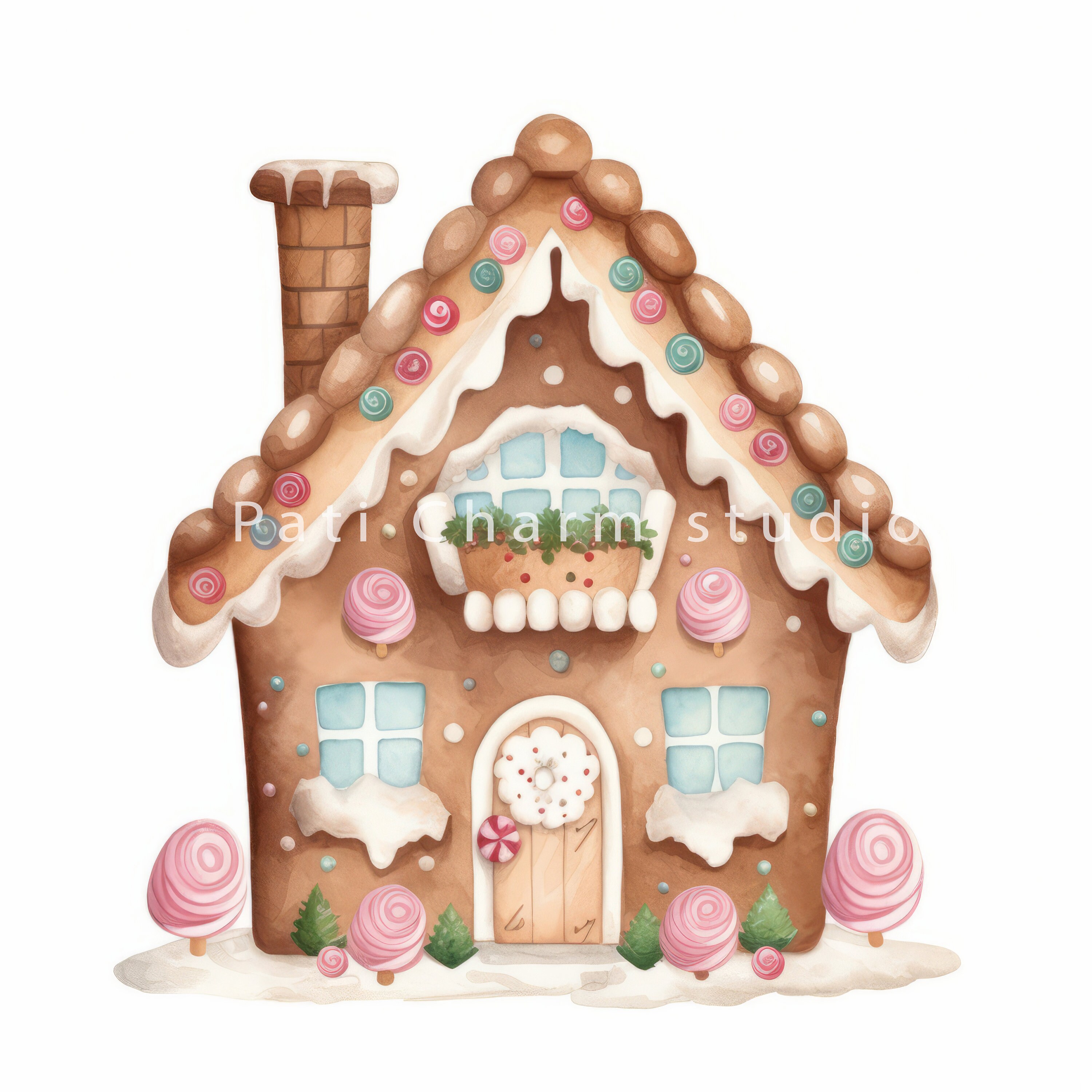 Gingerbread House Clipart, High Resolution JPG, Cute Christmas Clipart ...