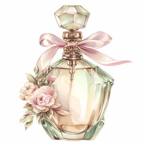 Gold Perfume Watercolor Clipart Bundle, High Quality Jpgs, Digital ...